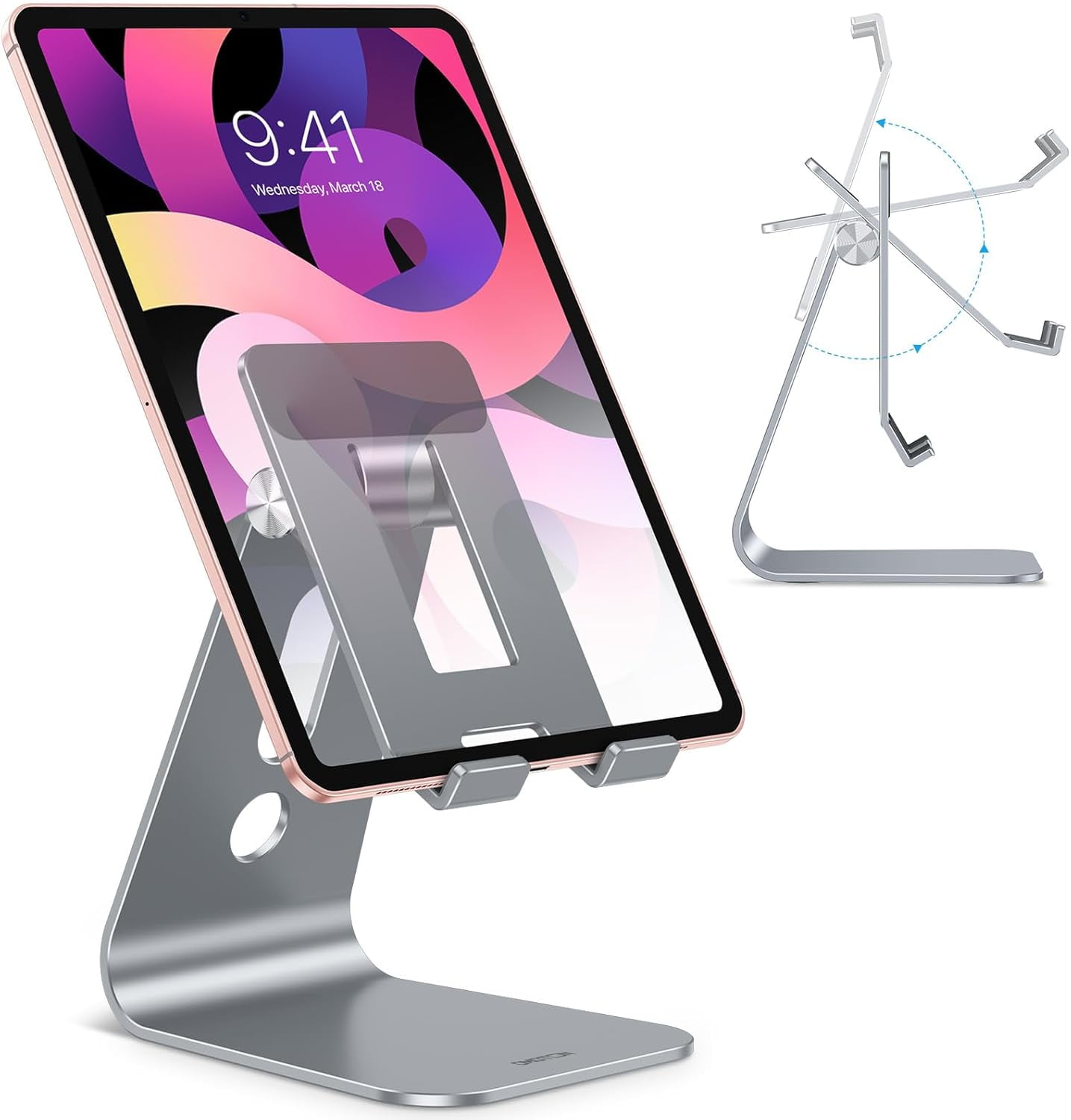 Adjustable Tablet Stand for Desk, Long Arms for Stability, Hollow ...