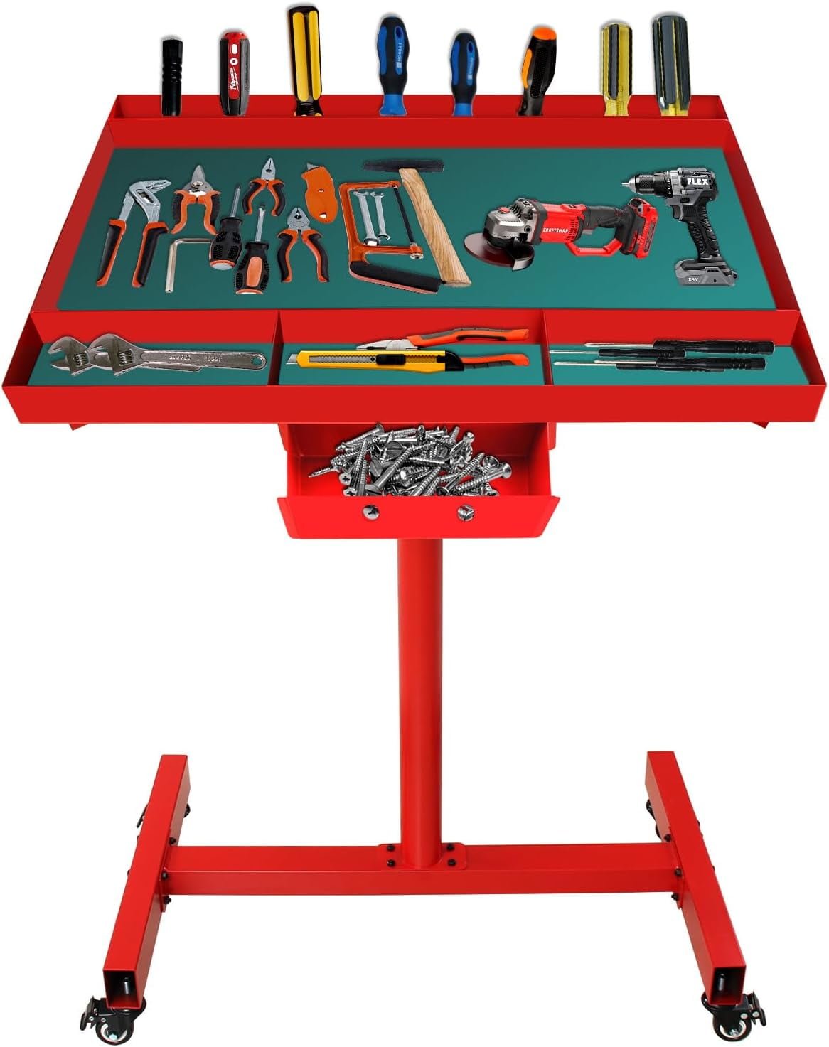 Adjustable Tear Down Work Table with Drawer, 220 lbs Rolling Tool Tray ...