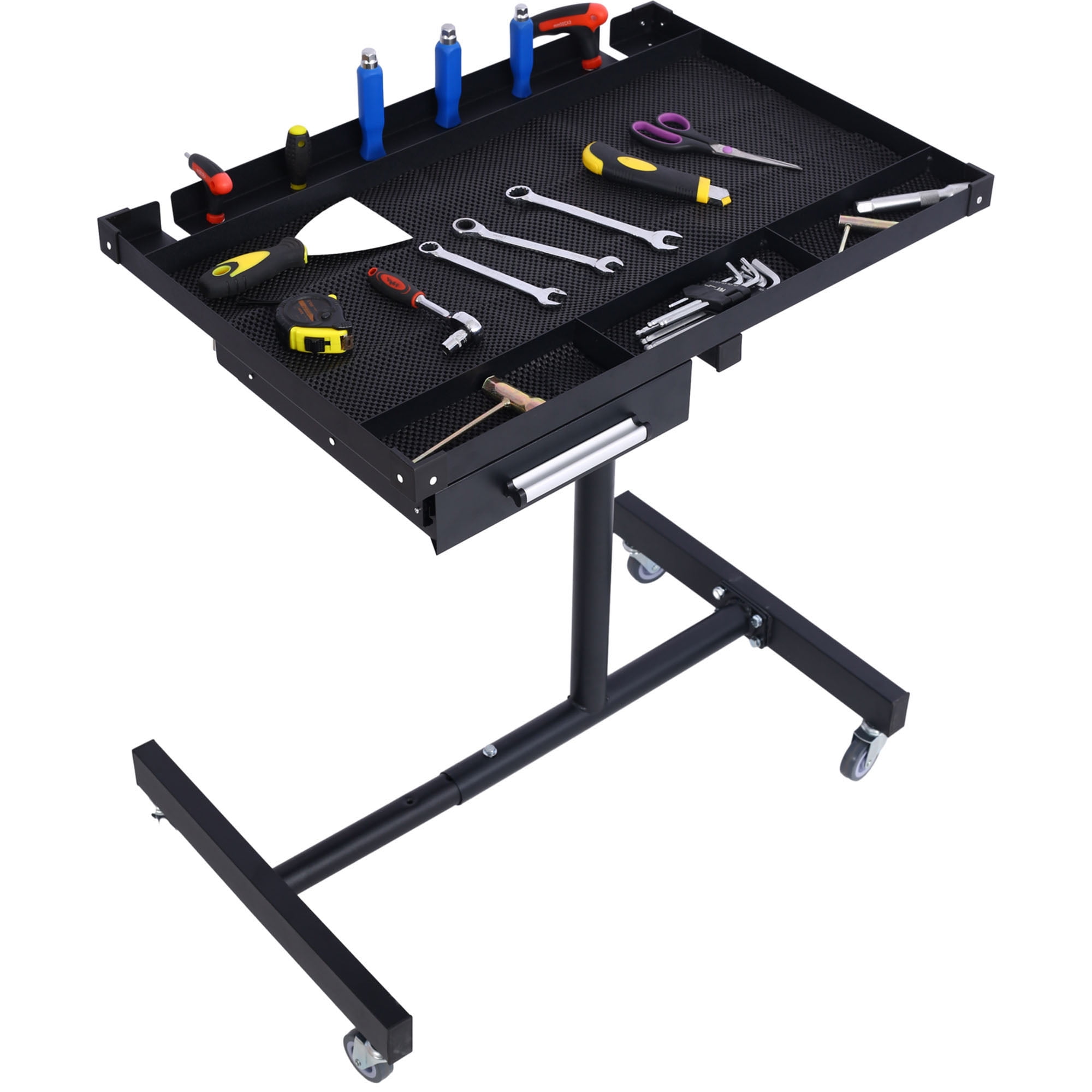 CQSXDA Adjustable Work Table in Black with Drawer and Rubber Corners ...