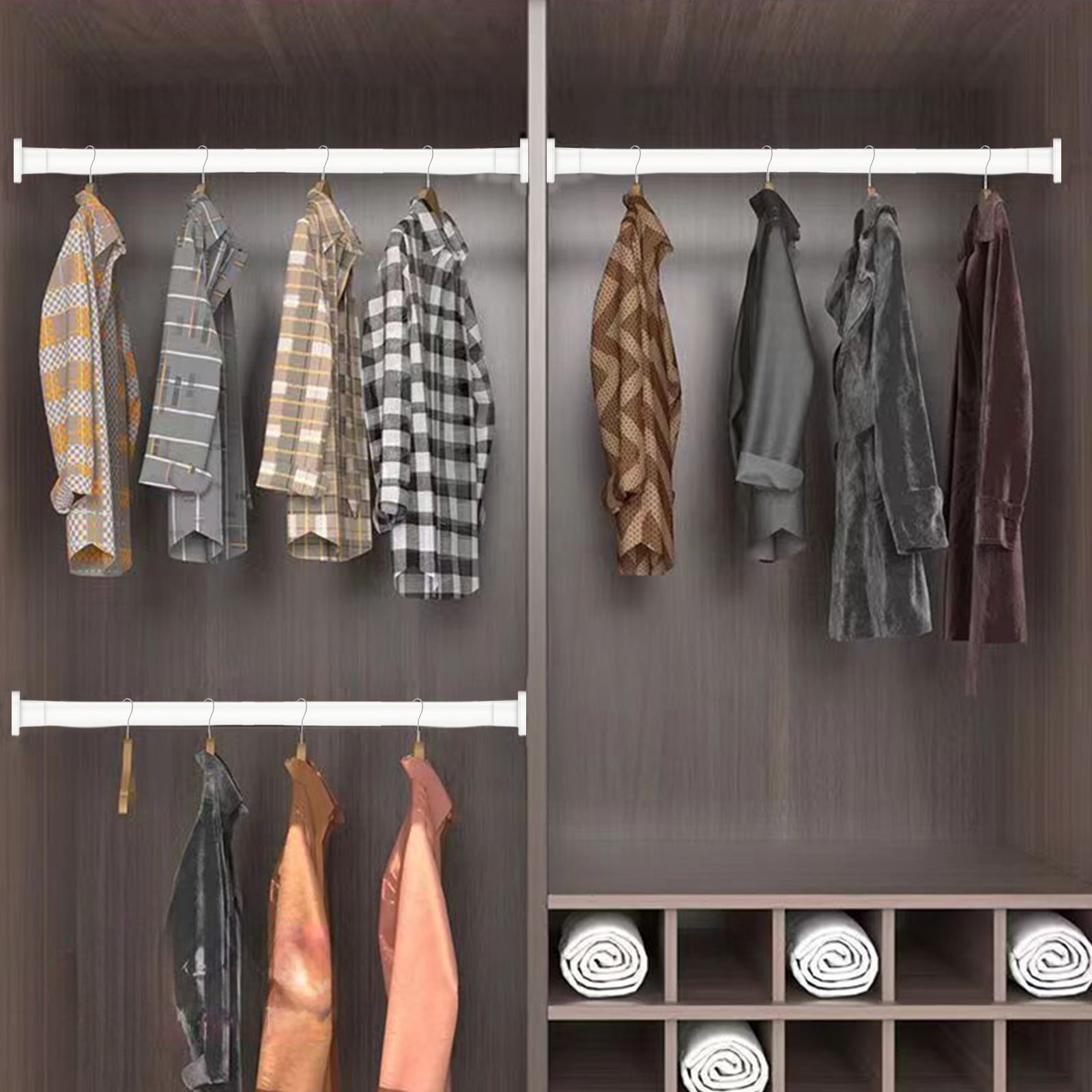 Adjustable Telescopic Shower Curtain Rod No Drill Installation Iron ...