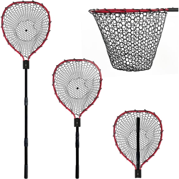 Adjustable Telescoping Metal Fishing Net with Rubber Mesh Handle ...