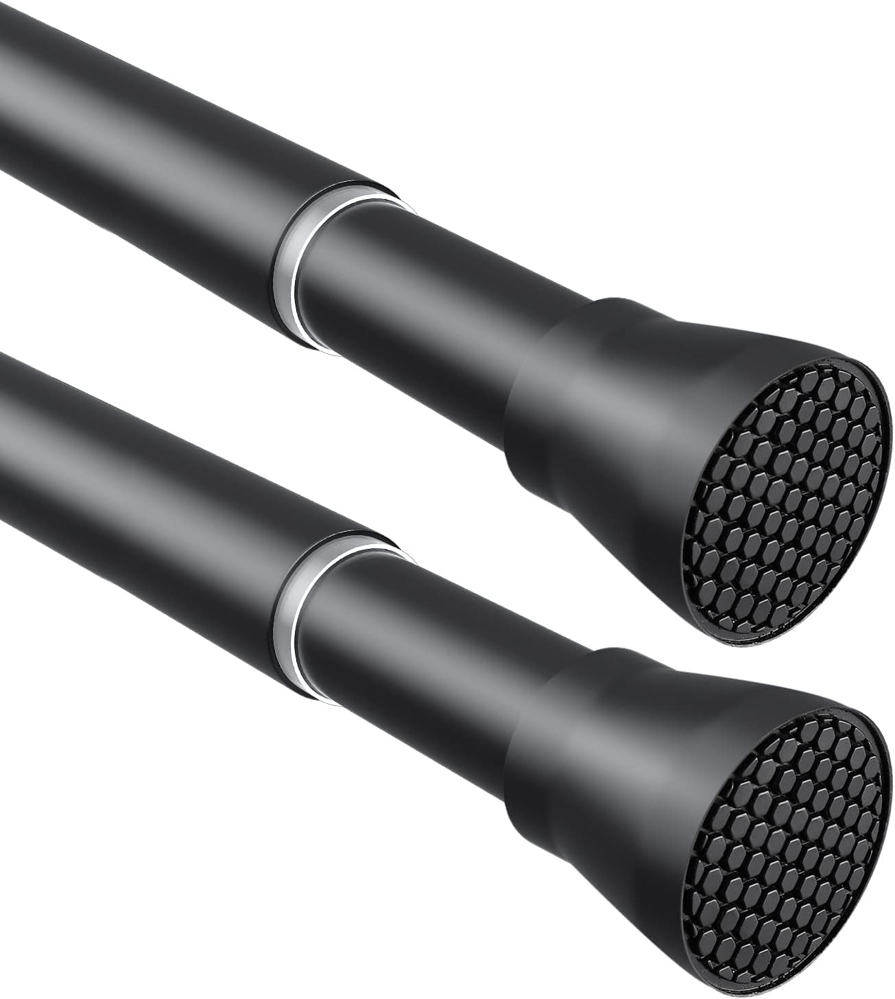 Adjustable Tension Curtain Rods 2-Pack Black Spring Rods Non-Slip No ...