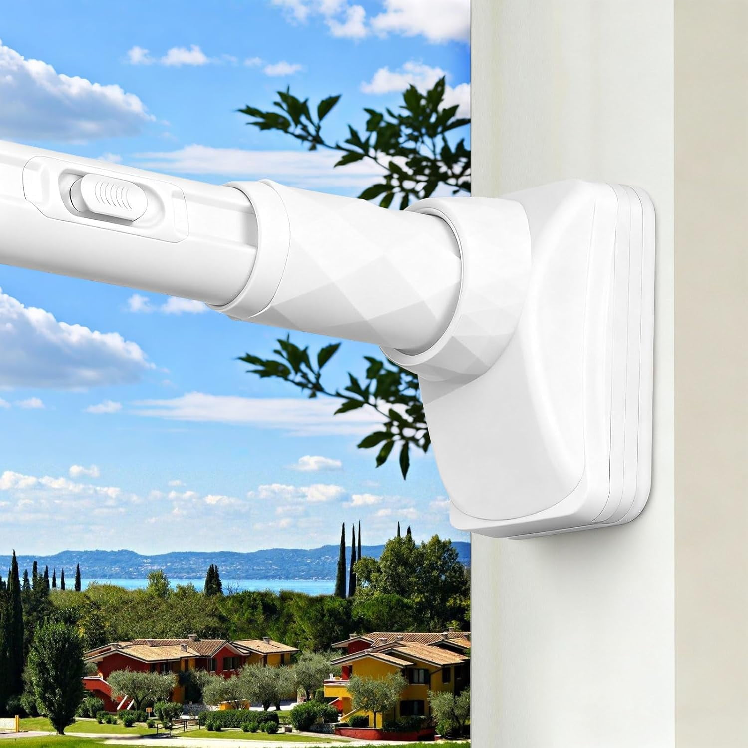 Adjustable Tension Curtain Rods 40-173" White One-Click Shower Rod Non ...