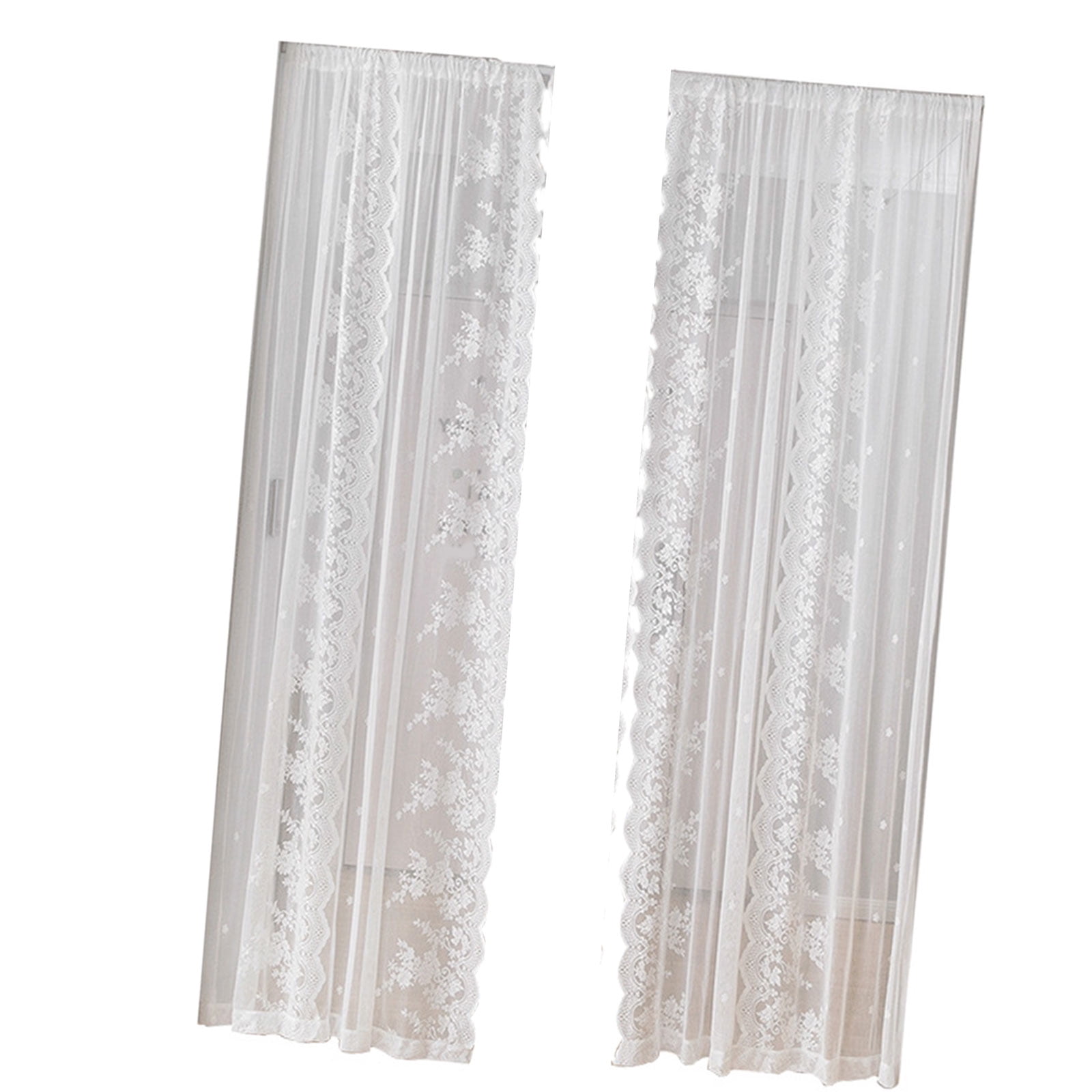 Adjustable Tension Rod Lace Sheer Curtains Without Drill Designs for ...