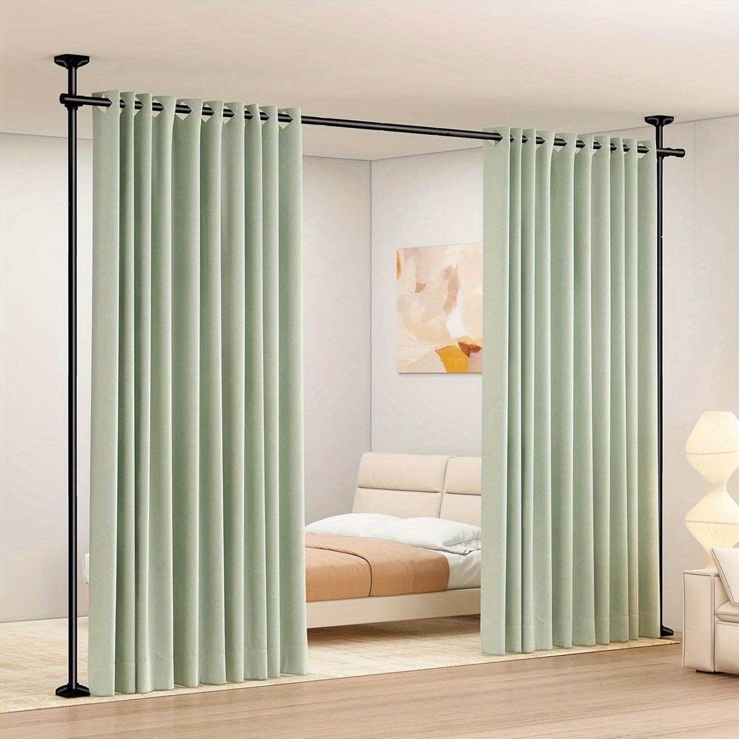 Adjustable Tension Rod Room Divider, Heavy-Duty No-Drill Floor-to ...