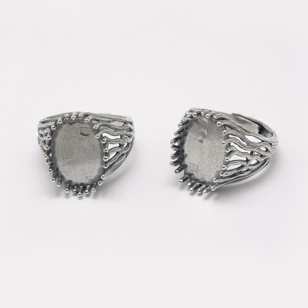 Adjustable Thailand 925 Sterling Silver Solitaire Ring Settings Finger Ring Components Oval ...