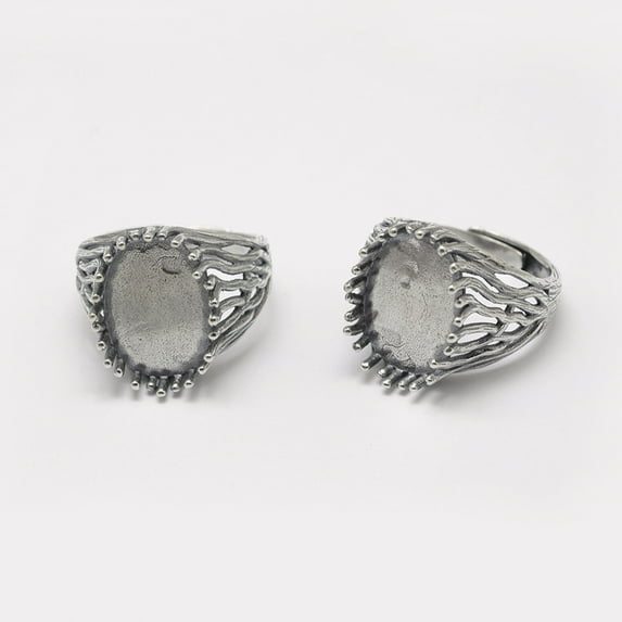 Adjustable Thailand 925 Sterling Silver Solitaire Ring Settings Finger ...