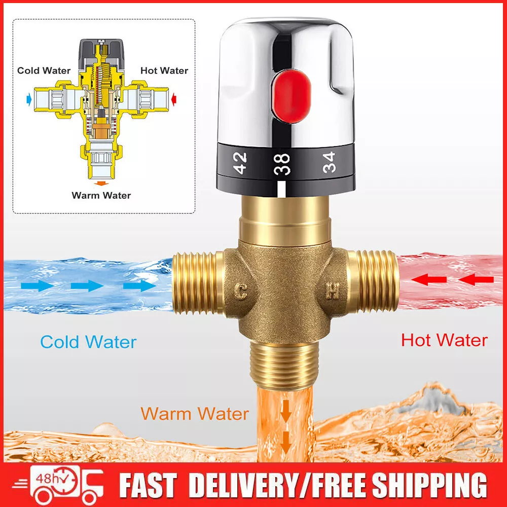 Adjustable Thermostatic Mixing Valve, Solid Brass For Safe And ...