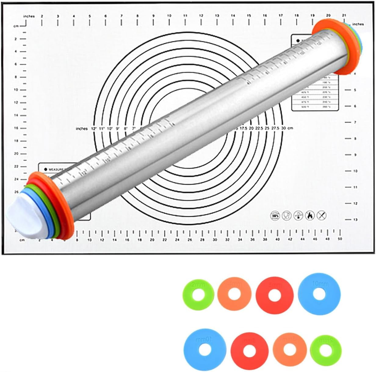 Adjustable Thickness Rolling Pin, 2025 Upgraded Rolling Pin and ...