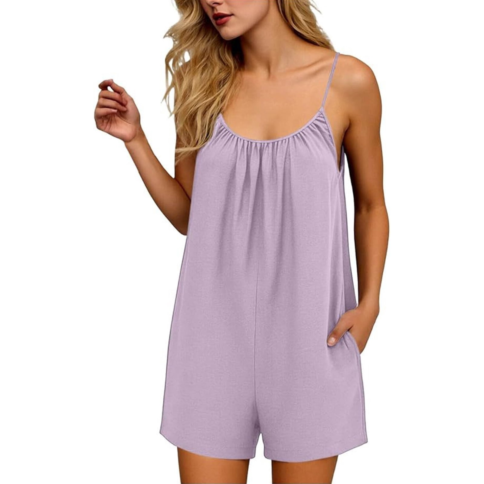 Adjustable Thin Shoulder Straps Romper for Women Bohemian Loose ...
