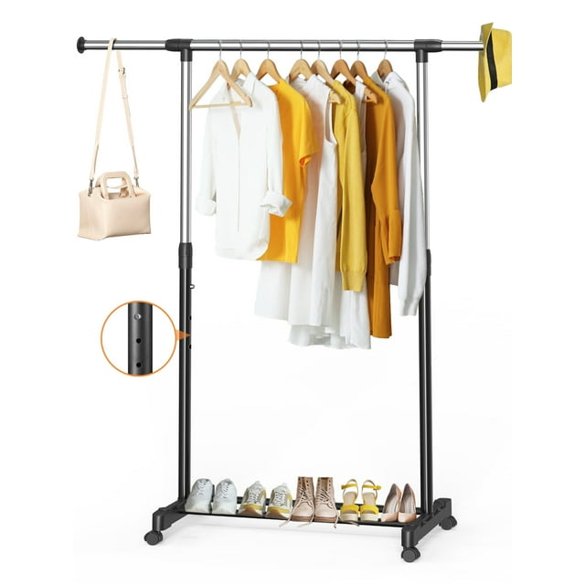 Adjustable Tidy Clothes Rail Heavy Duty Garment Rack on Wheels Mobile ...