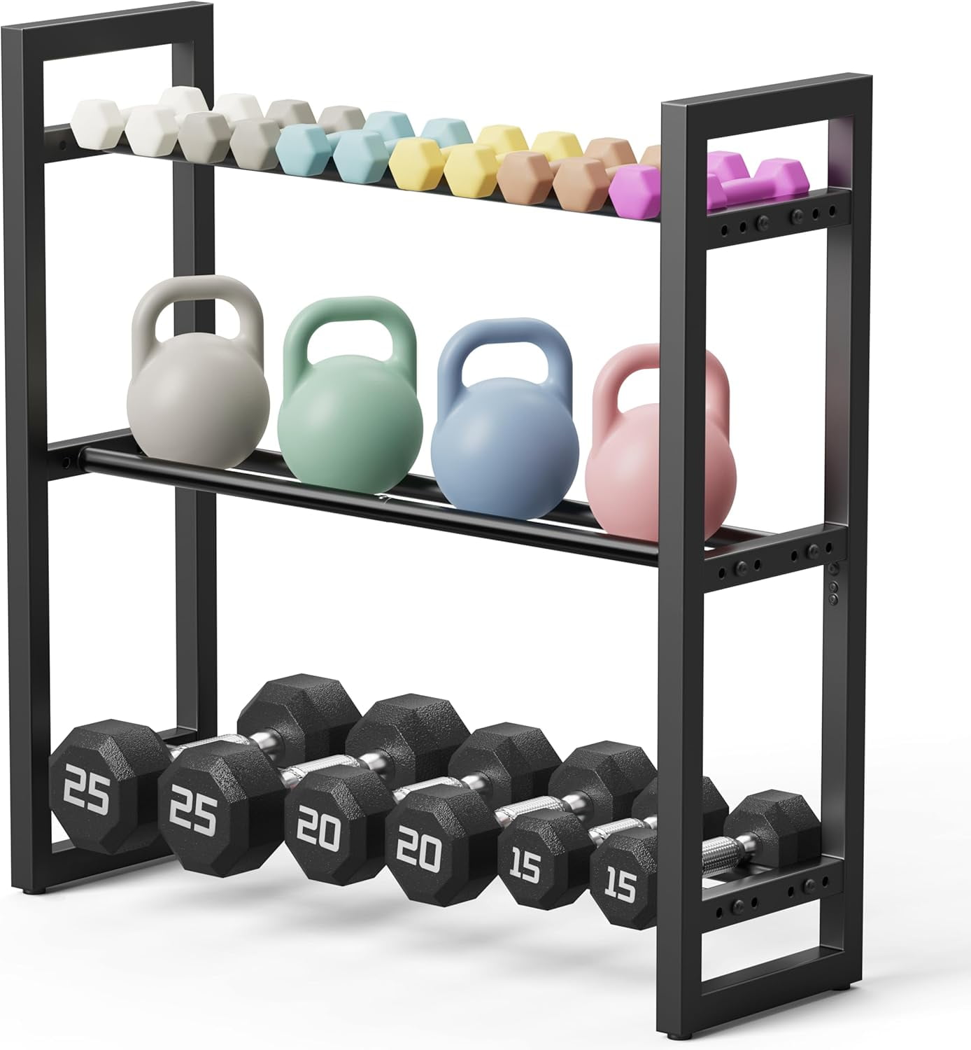 Adjustable-Tier Dumbbell Rack – Heavy-Duty Metal Weight Storage Stand ...