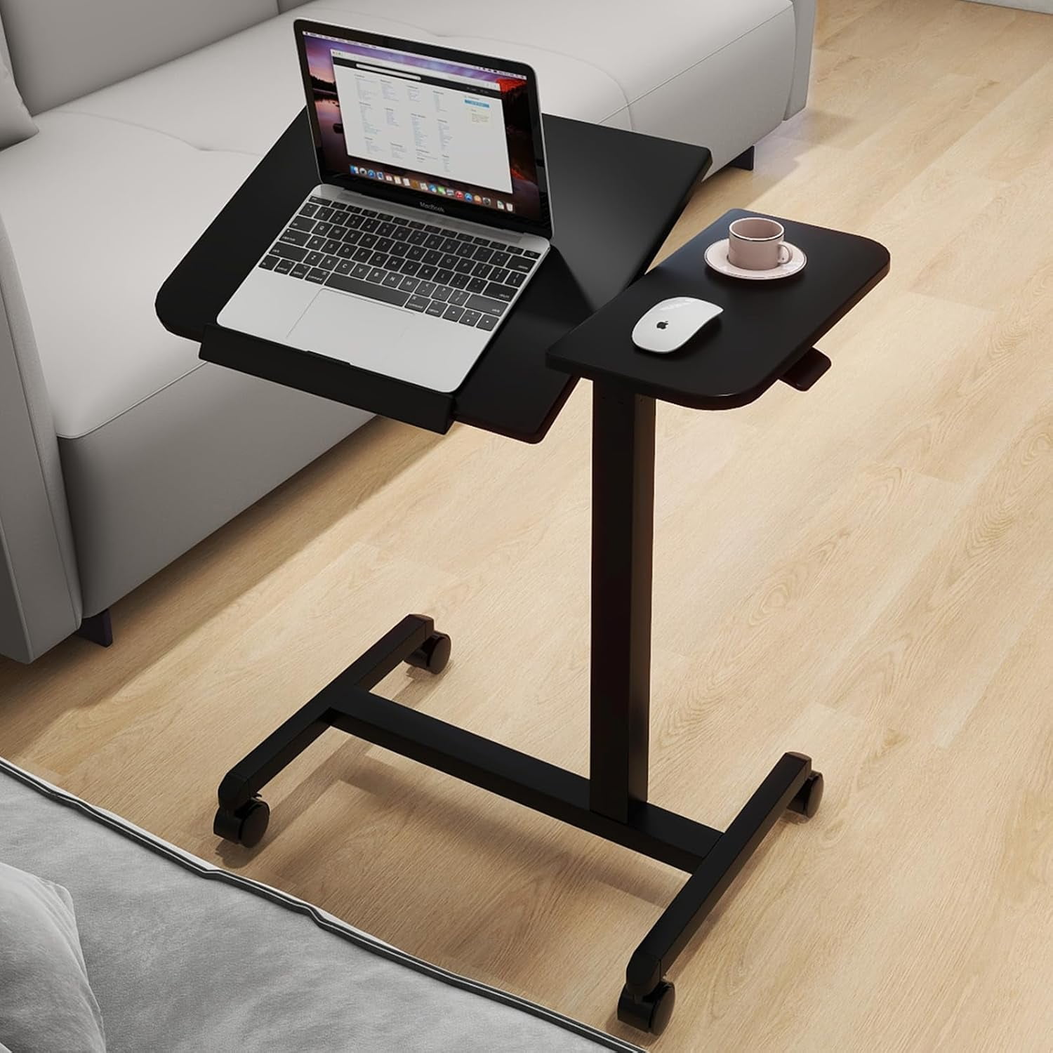 Adjustable Tilt Overbed Bedside Table with Wheels Mobile Laptop ...