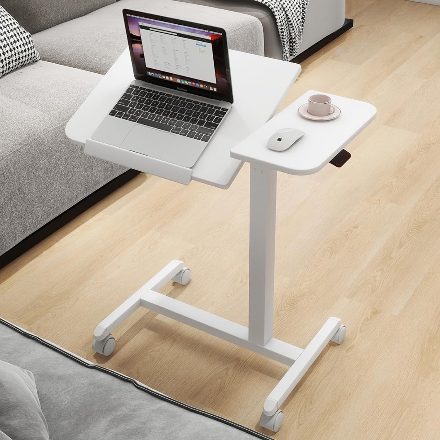 Adjustable Tilt Overbed Bedside Table with Wheels Mobile Laptop ...