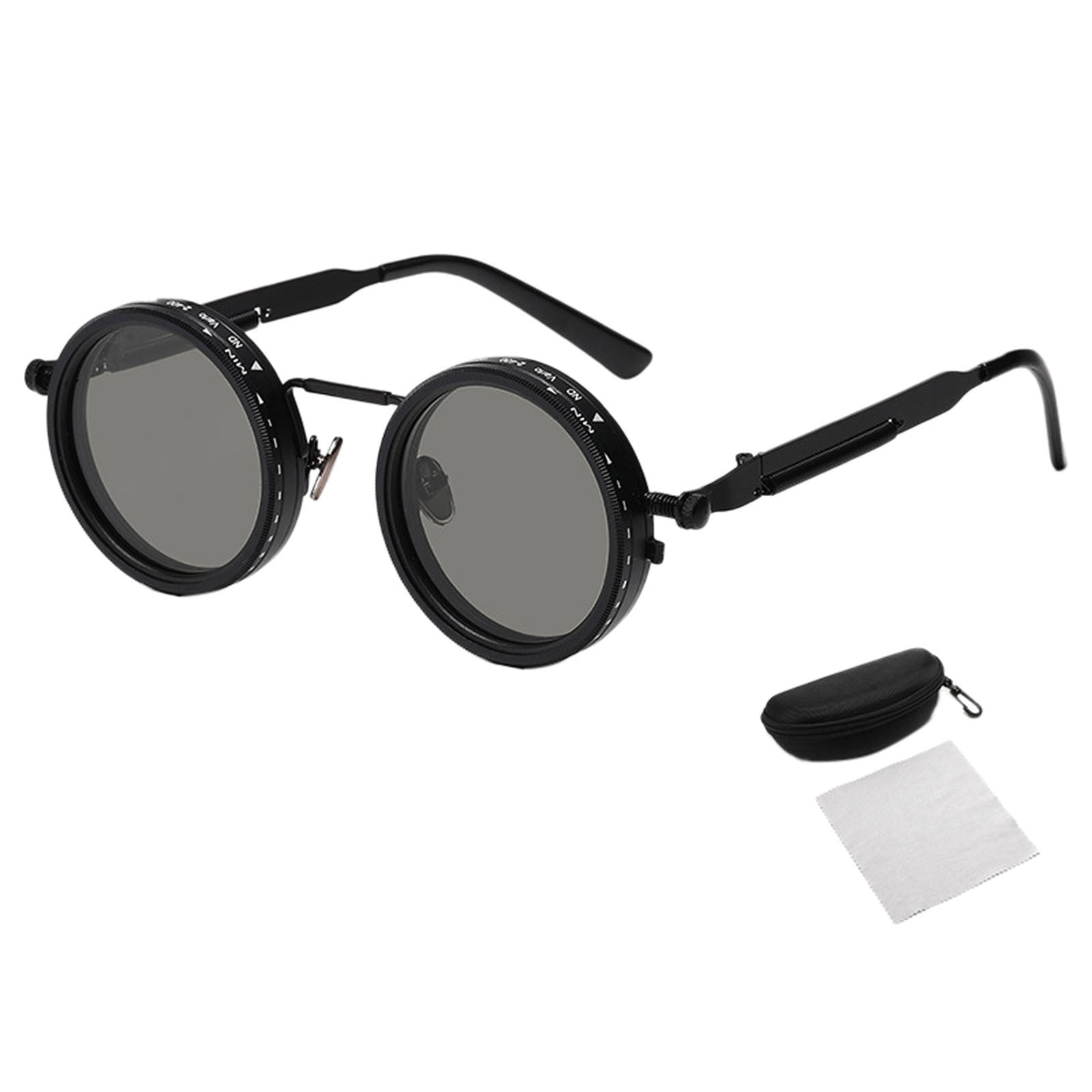 Adjustable Tint Polarized Round Sunglasses for Men ND9 Stepless 1 to 9 ...