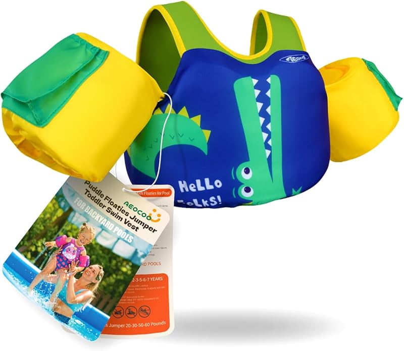 Adjustable Toddler Swim Vest for 2-9 Years (20-70lbs) - UPF 50+ Pool ...