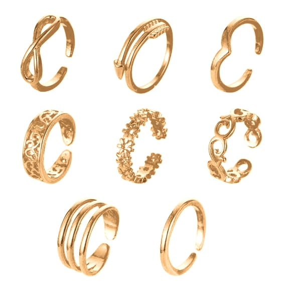 DESIGNICE Sterling Silver Toe Rings for Women 14K Gold Plated Toe Rings ...