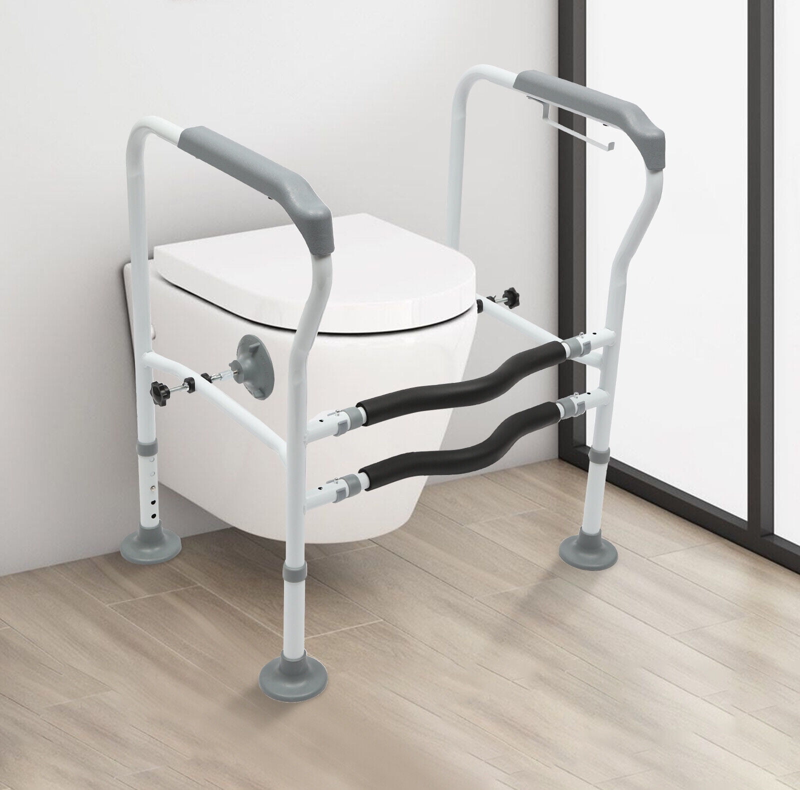 Adjustable Toilet Frame Grab Bars Safety Hand Rail Seat Handicap Assist ...