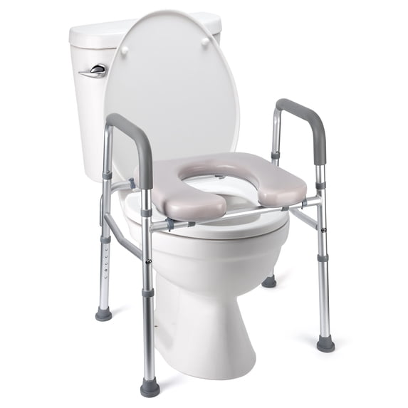 Adjustable Toilet Seat Riser with Armrests, 6-Position Height ...