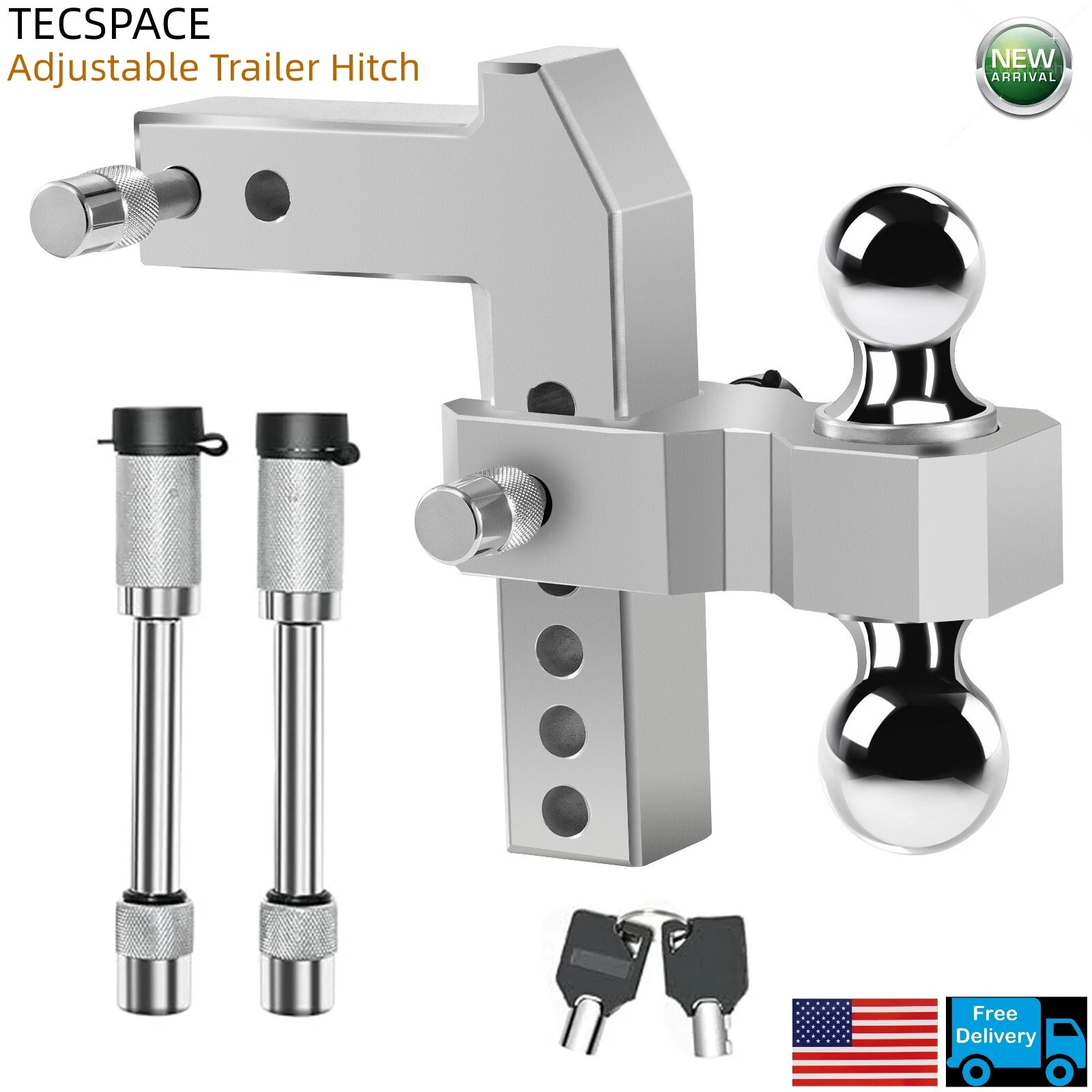 Adjustable Trailer Hitch, Fit for 2 Inch Receiver, 6-Inch Drop/Rise ...