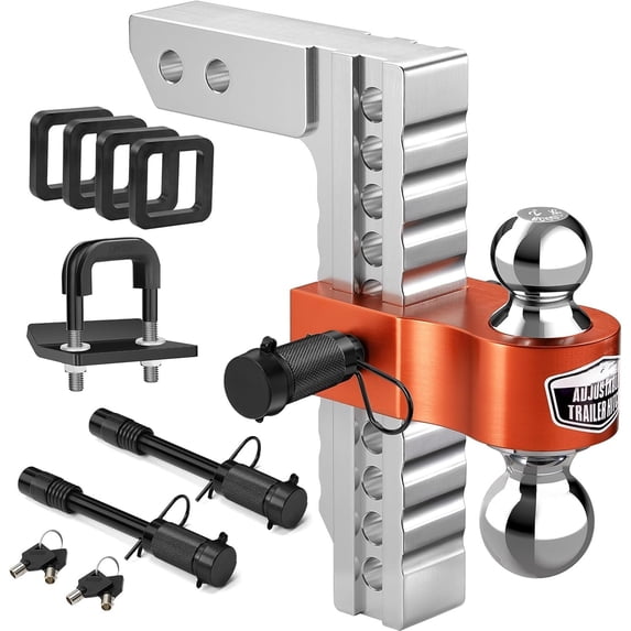 Adjustable Trailer Hitch Fit 2 Inch Receiver, Dual Solid Ball 2" and 2 ...