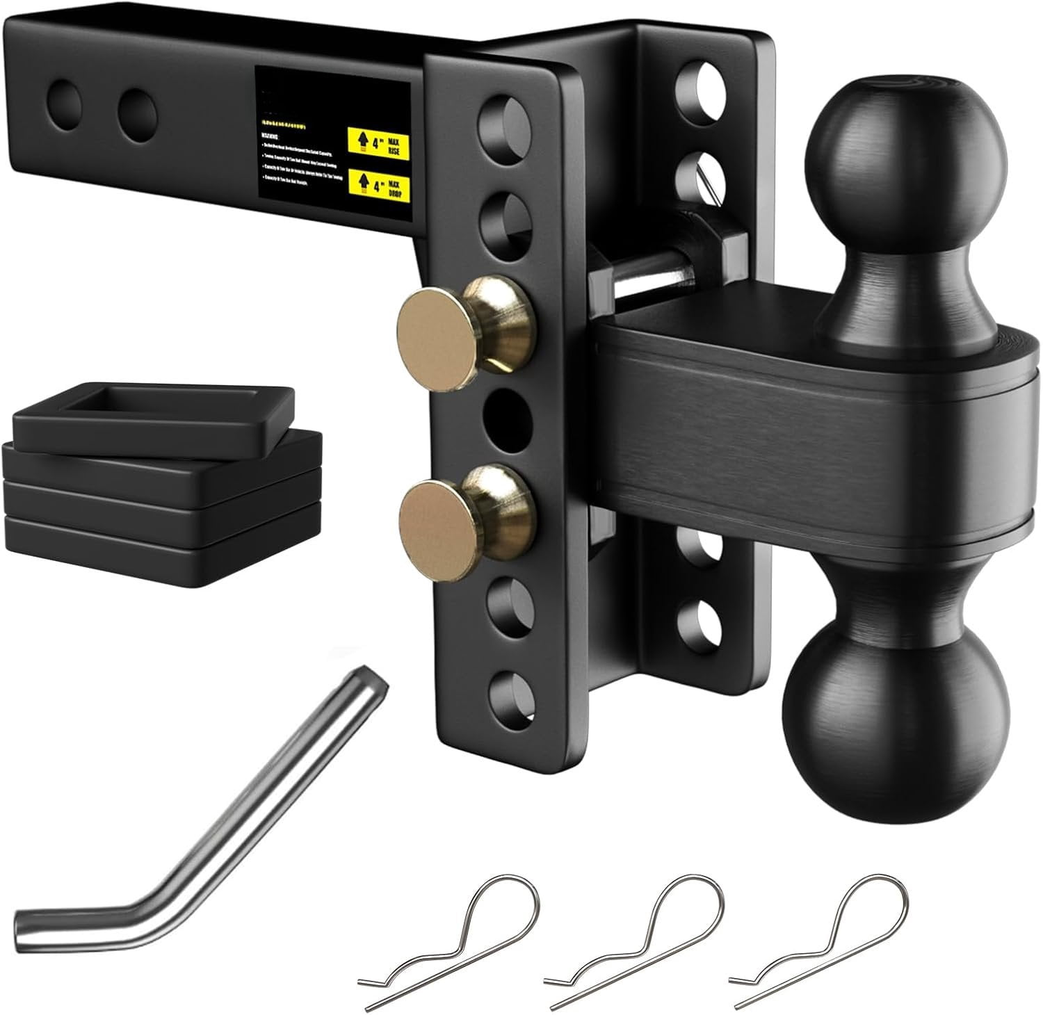 Adjustable Trailer Hitch - Fits 2 Inch Receiver, 4" Rise/Drop for , 2 ...
