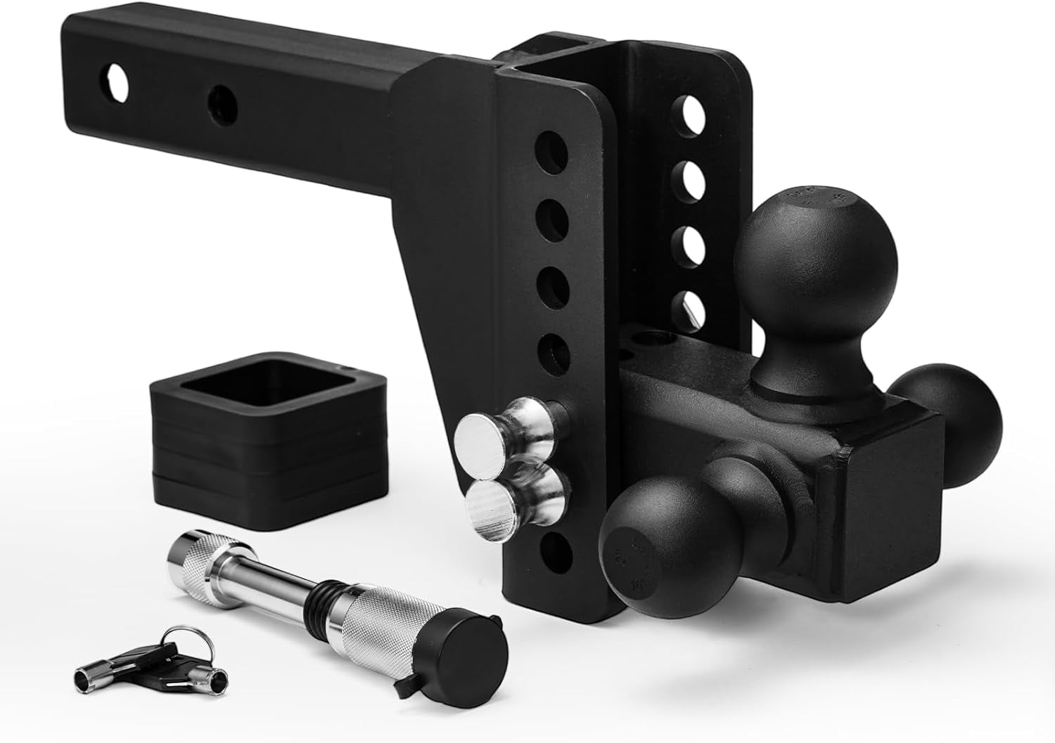 Adjustable Trailer Hitch, Triple Ball Hitch Ball Sizes (1-7/8'', 2'', 2-5/16'') for 2'' Trailer ...