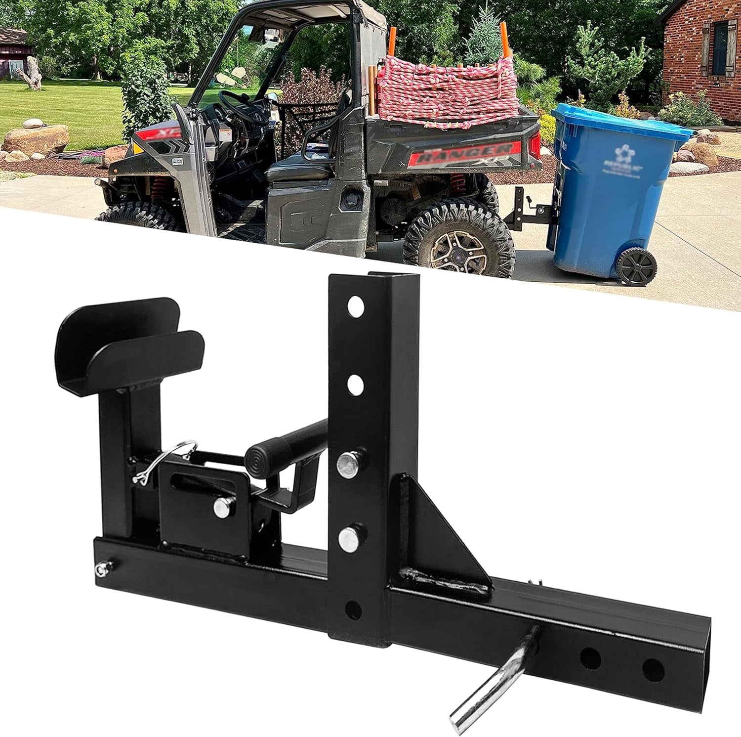 Adjustable Trash Can Transporter Hitch with Adaper Garba Hauler Towing ...