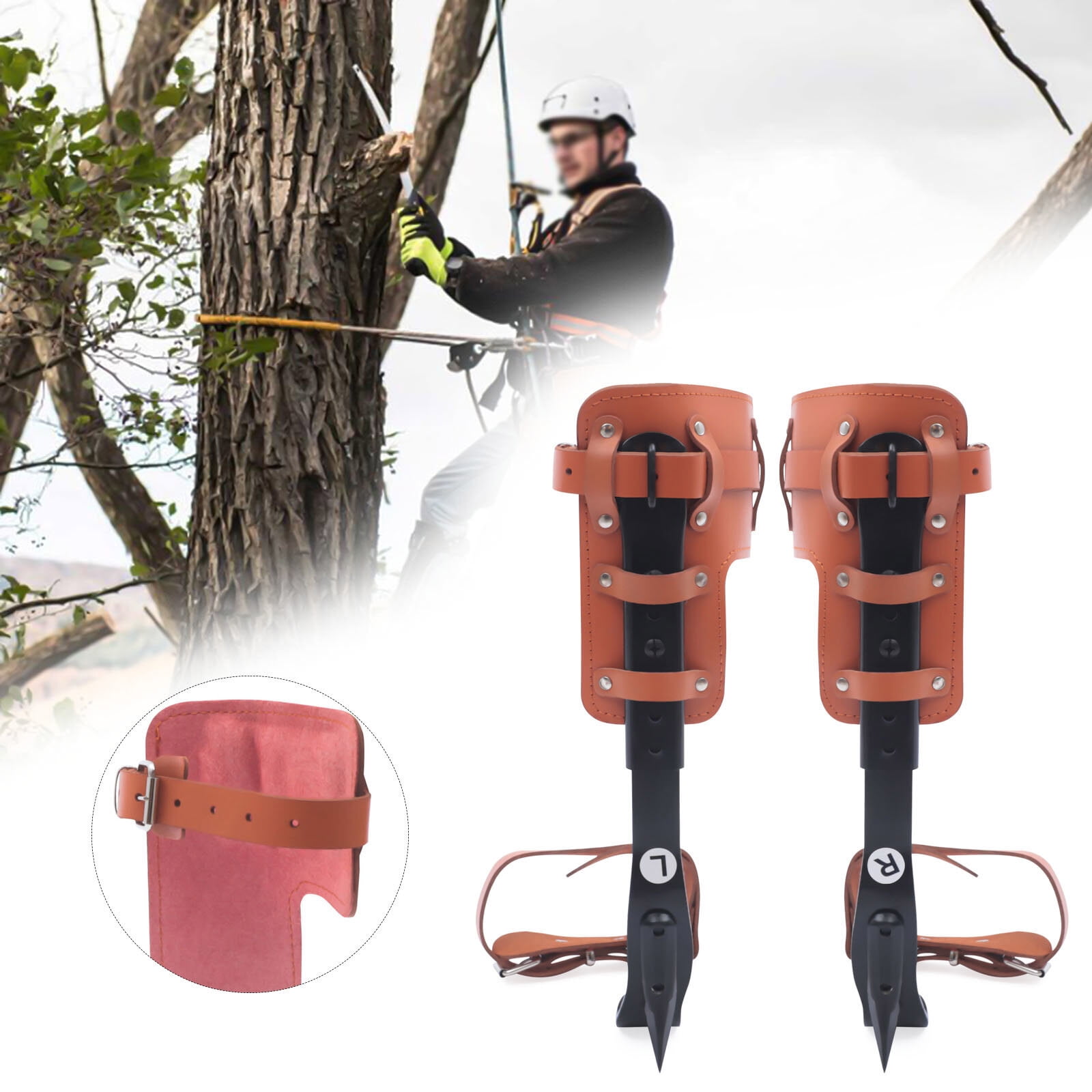 Adjustable Tree Climbing Spike Set Pole Climbing Spurs Steel Climber ...
