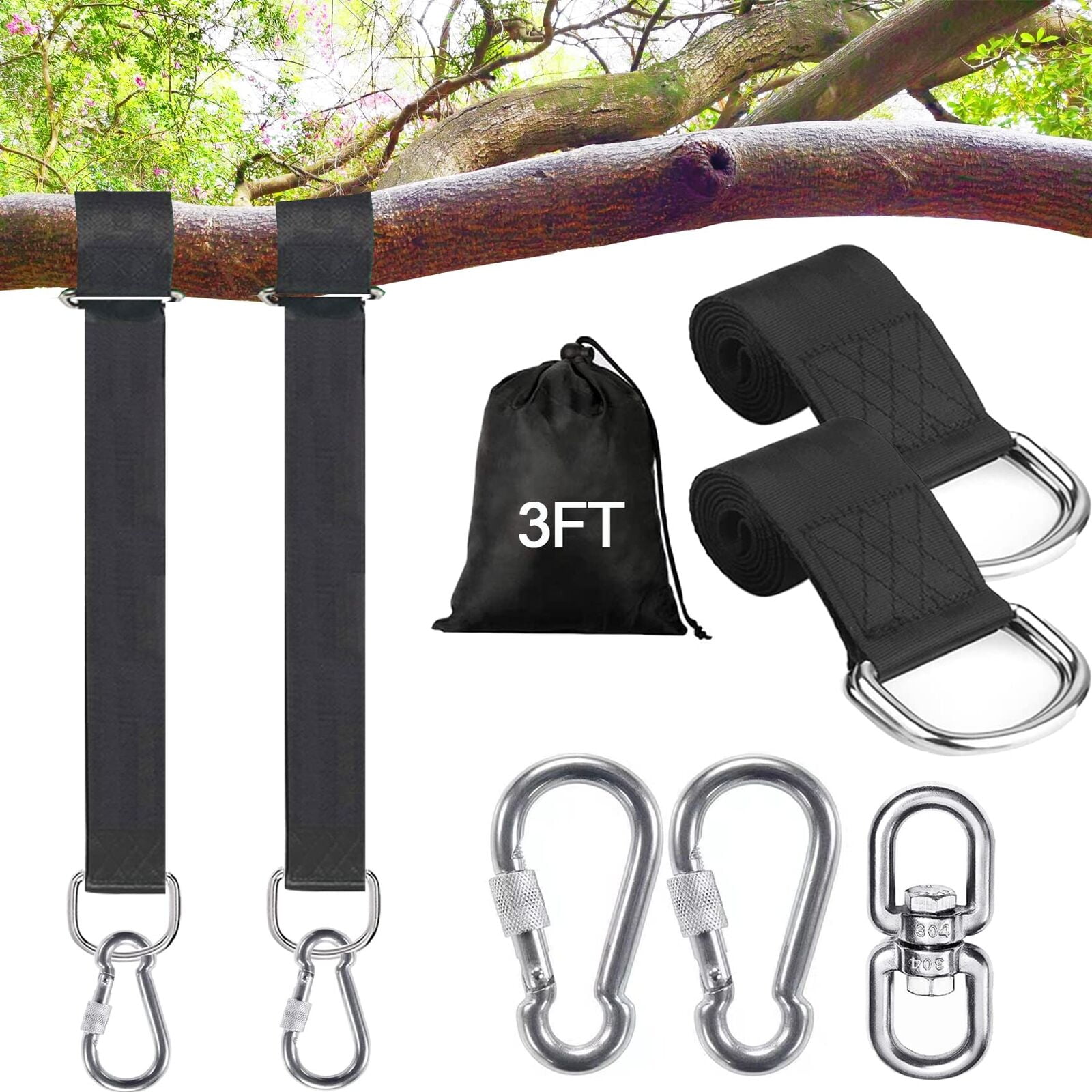 Adjustable Tree Swing Straps,Tree Hanging Kits 3FT with 2 Heavy Duty ...