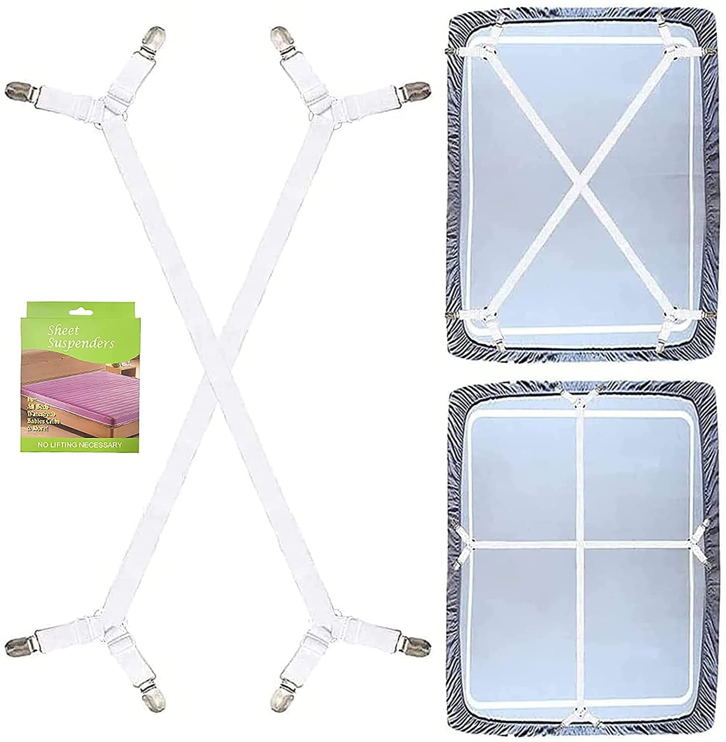 Adjustable Triangle Elastic Clip Sheet Straps (2 Pieces) - Fastener for ...