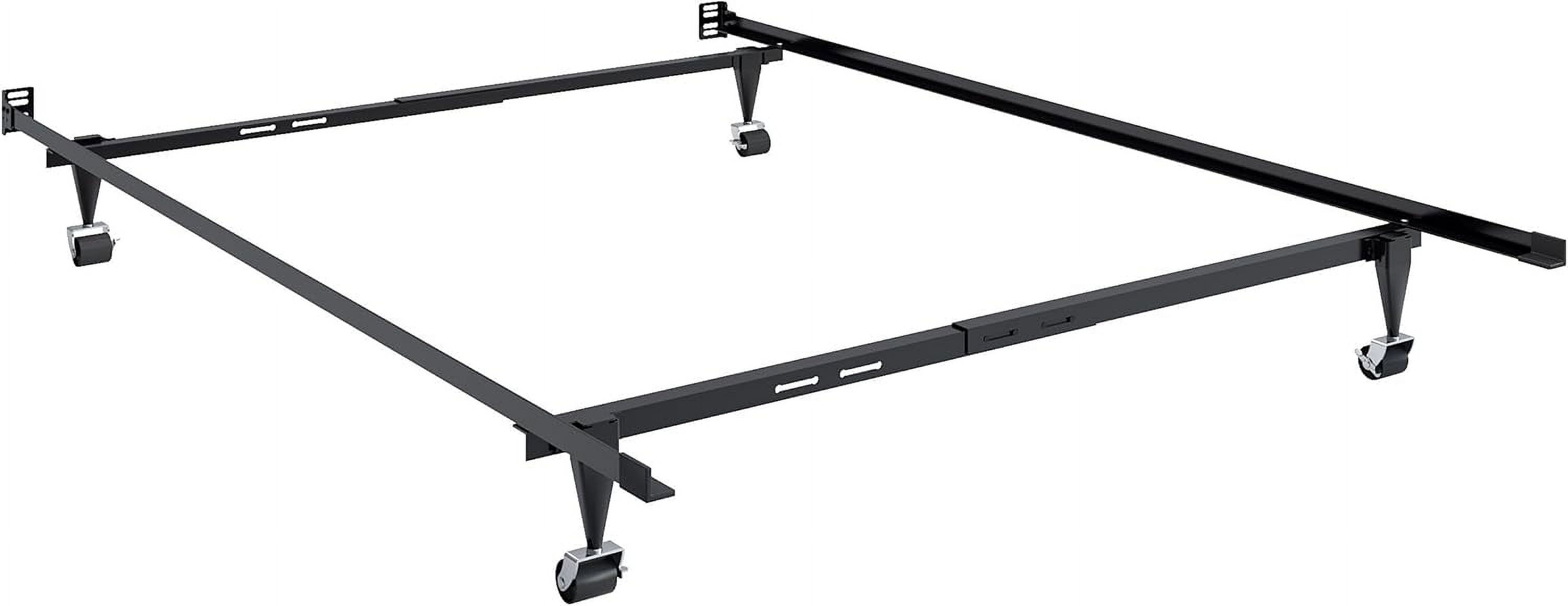 Adjustable Twin to Full Black Metal Bed Frame with Locking Wheels - Box ...