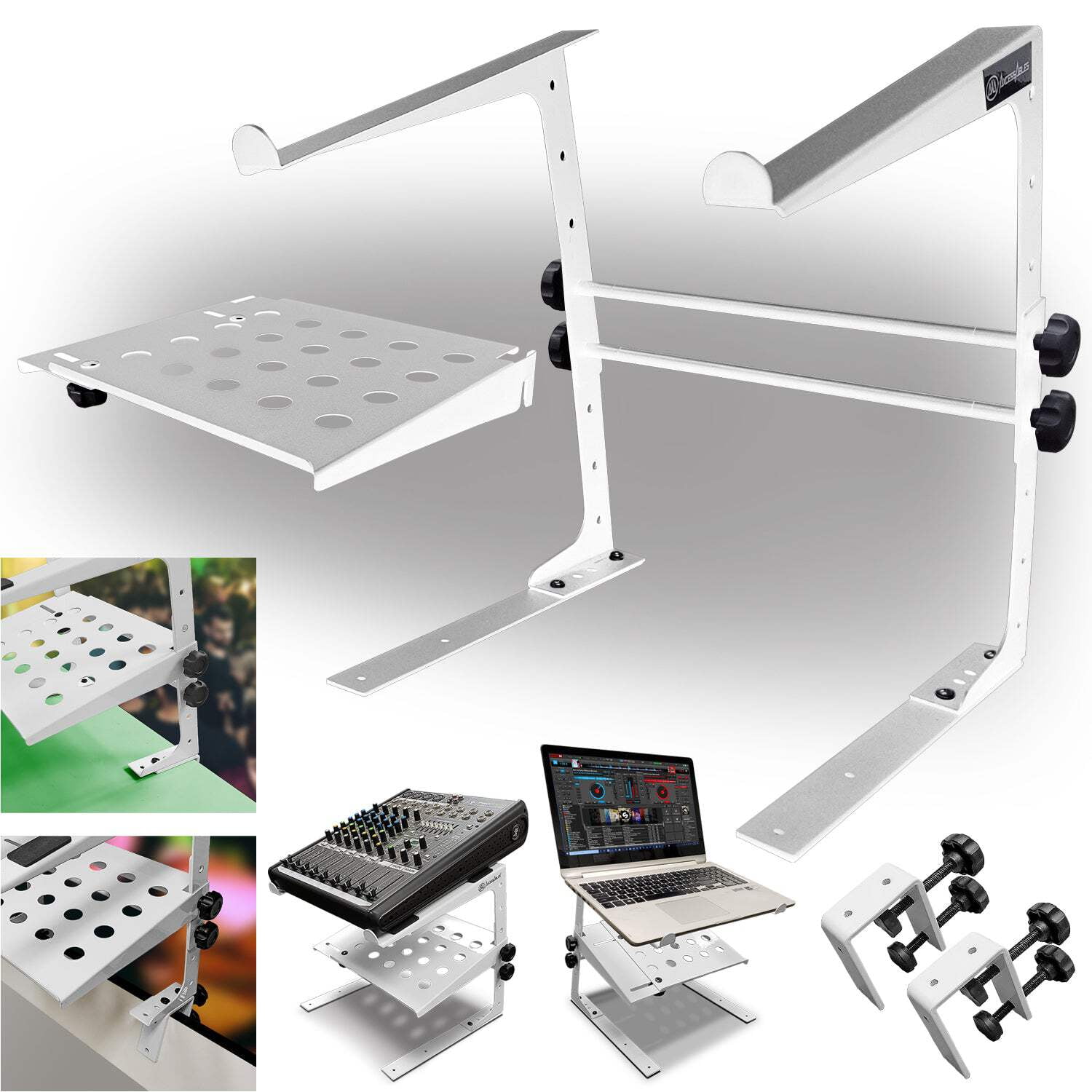 Adjustable Two-Tier DJ Stand with Clamps | for DJ Controllers and ...
