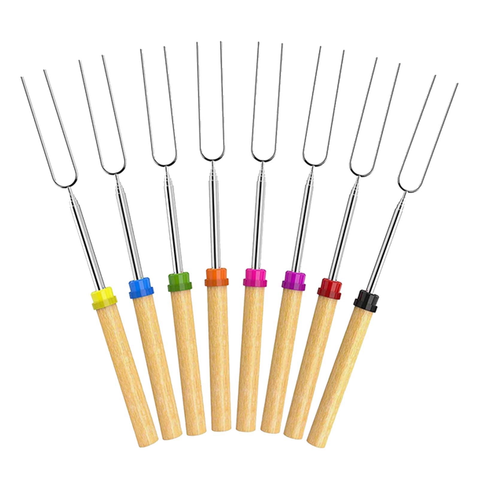 Adjustable U-Shape Stainless Steel BBQ Fork Retractable Grilling ...