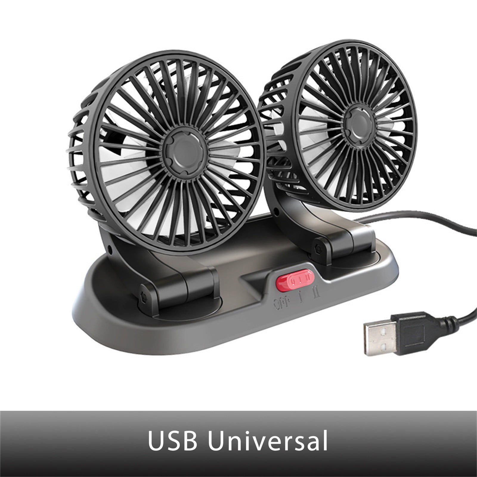 Adjustable USB Car Fan | Dual 360° Rotatable Heads | 2 Speed Settings ...