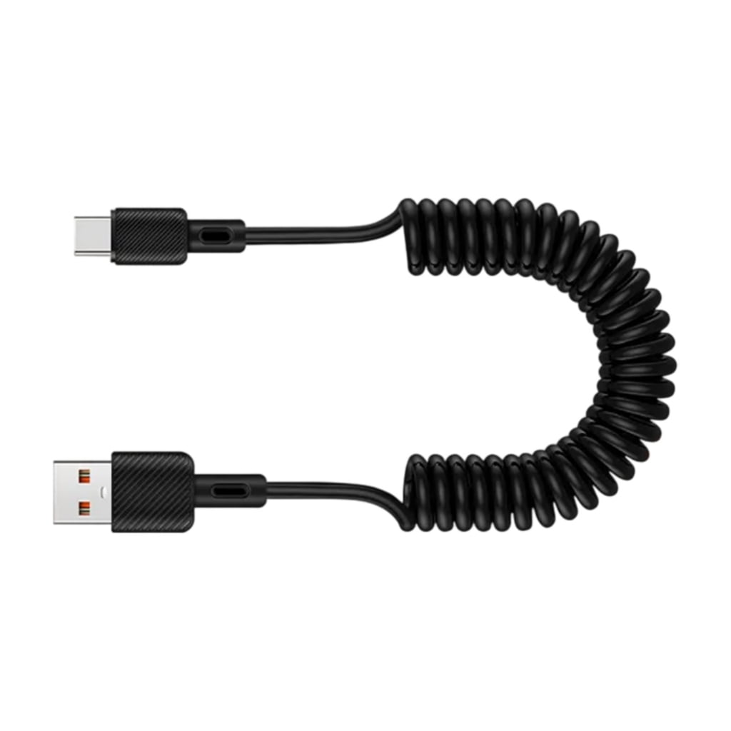 Adjustable USB to USB Type C Coiled Cable Data Transfer Cord Laptops ...