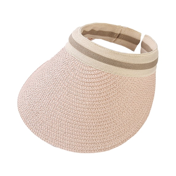 Adjustable UV Protection Straw Weaving Visor Hat, Breathable Summer Sun ...