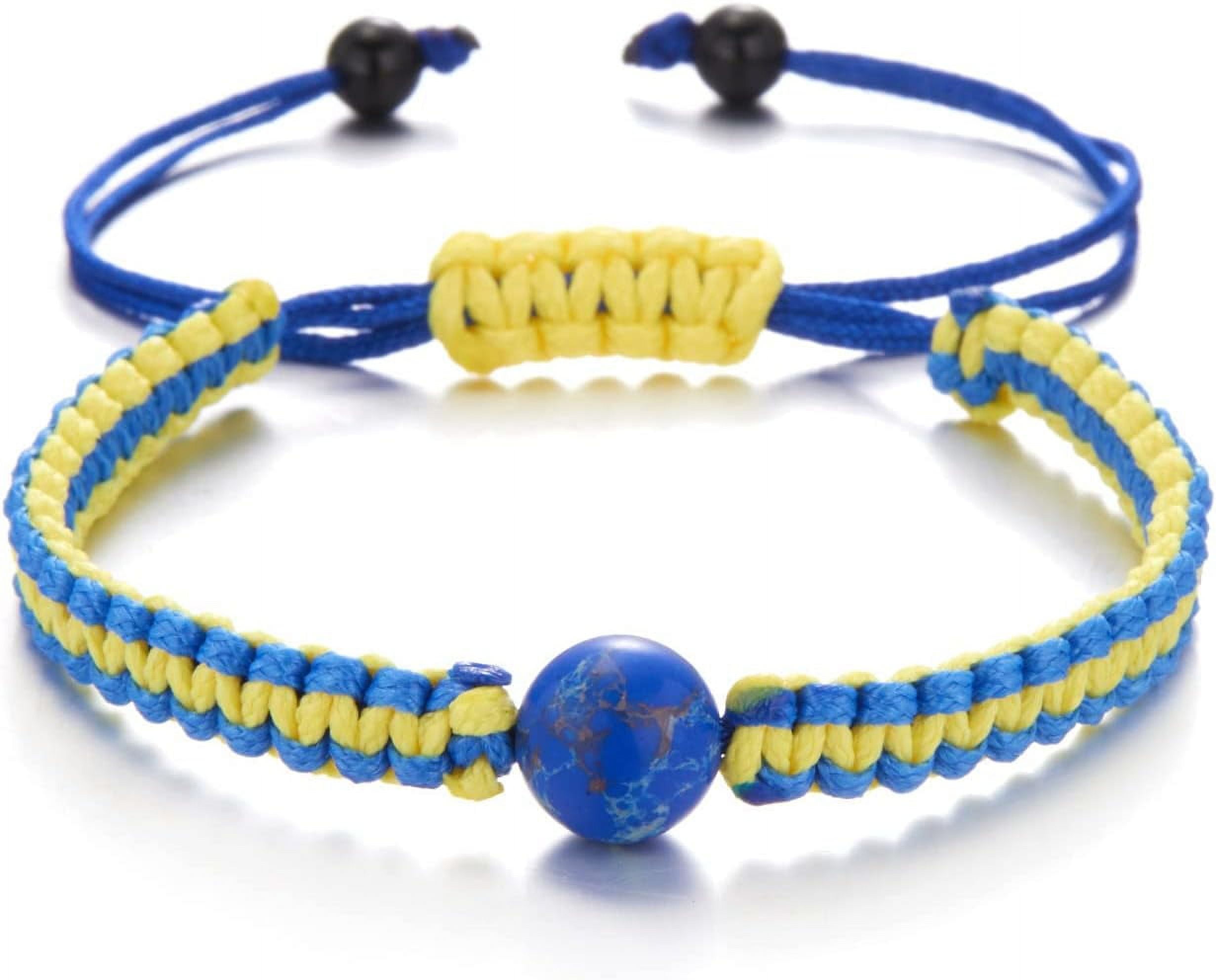 Adjustable Ukraine Yellow and Blue Color Matching Bracelet, Crystal ...