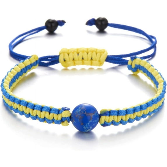 Adjustable Ukraine Yellow and Blue Color Matching Bracelet, Crystal ...