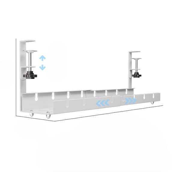 Adjustable Under Desk Cable Management Tray, Heavy-Duty Metal, 100lb ...