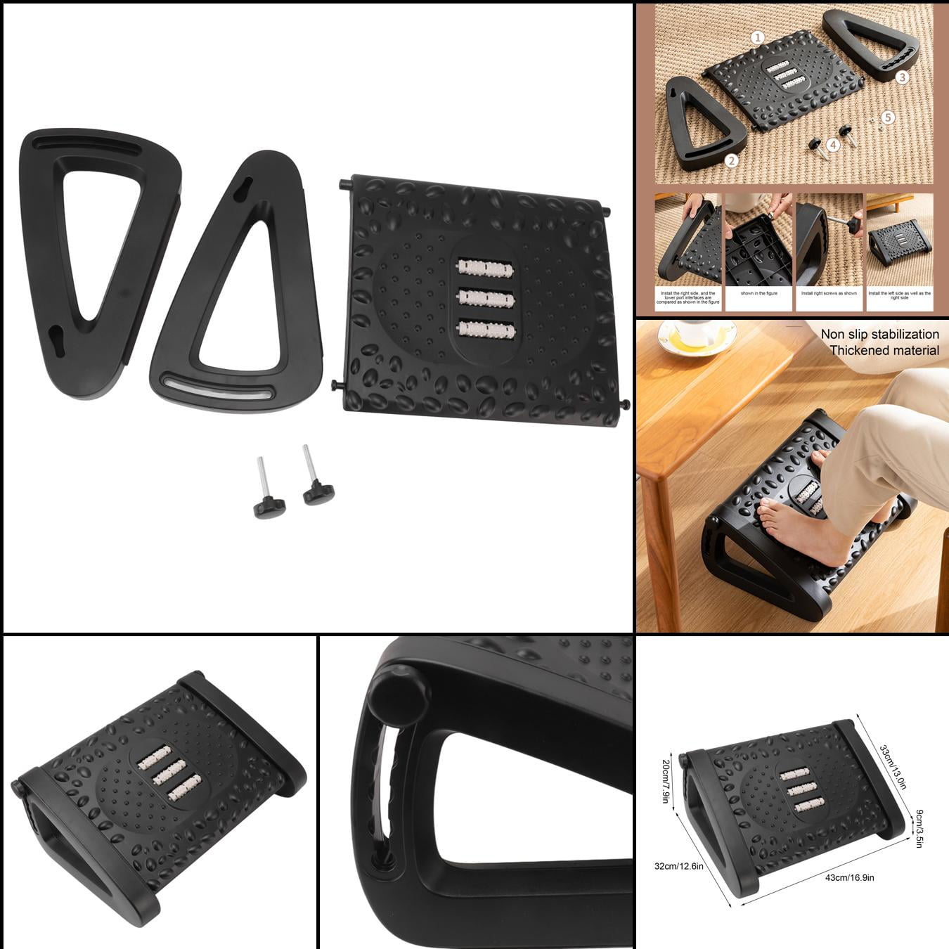 Adjustable Under Desk Footrest With Massage – Enhance Comfort ...