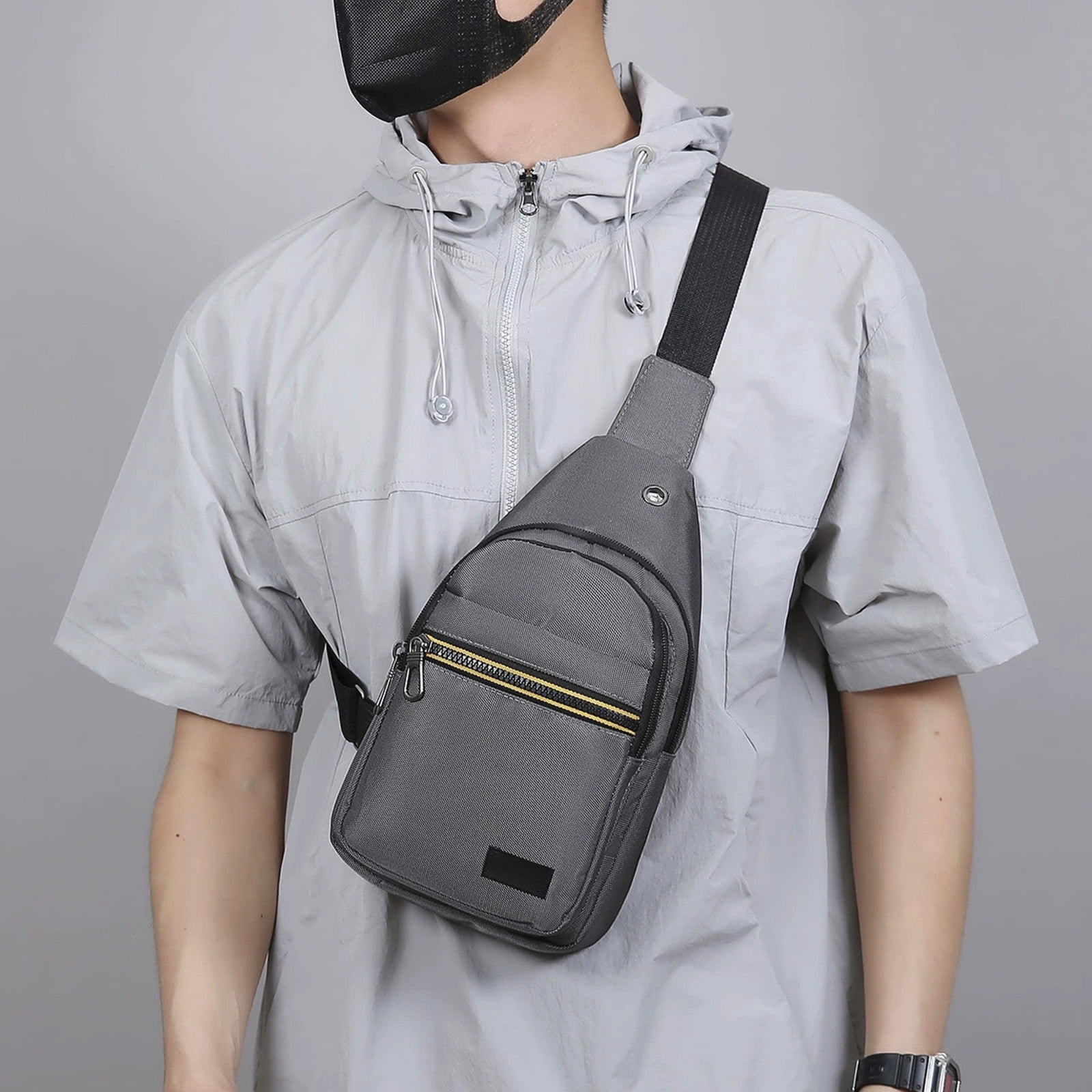Adjustable Unisex Sling Bag with Earphone Hole for Hiking, Camping, and ...