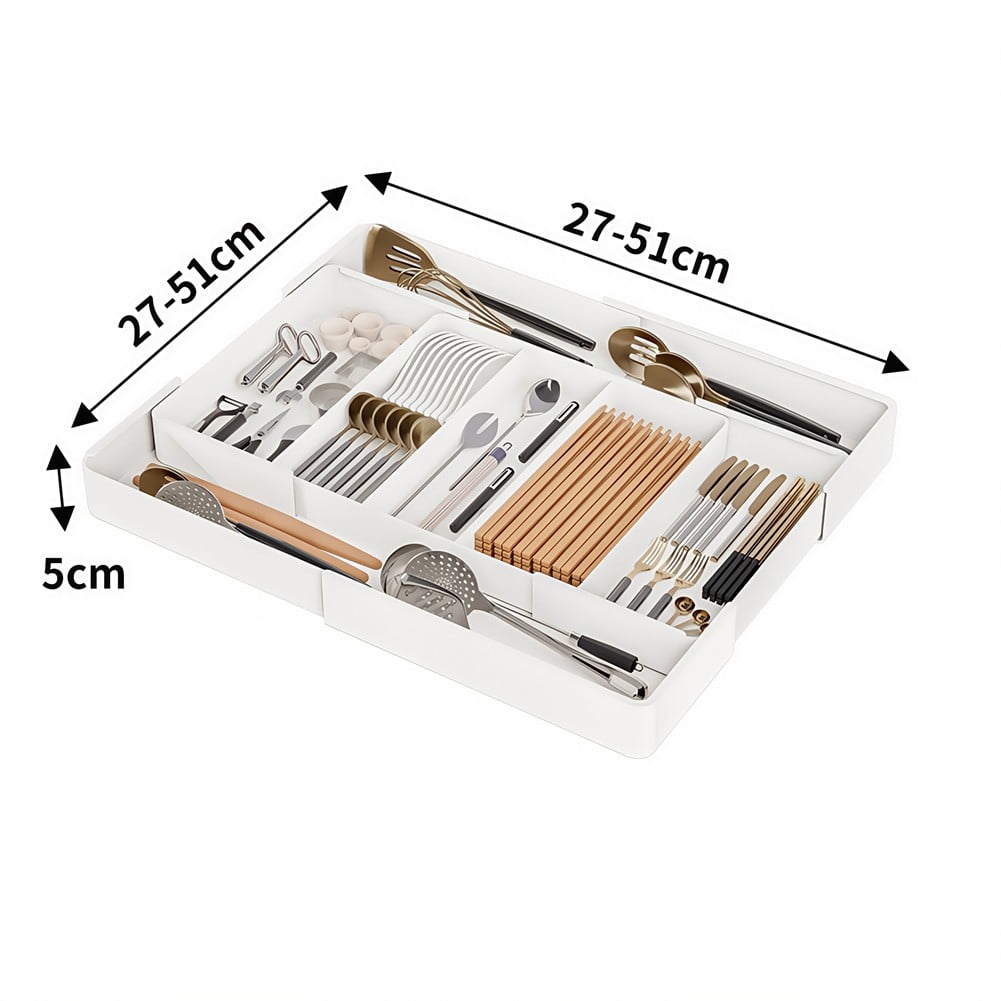 Adjustable Utensils Organizer Tray Expandable Flatware Holder Kitchen ...