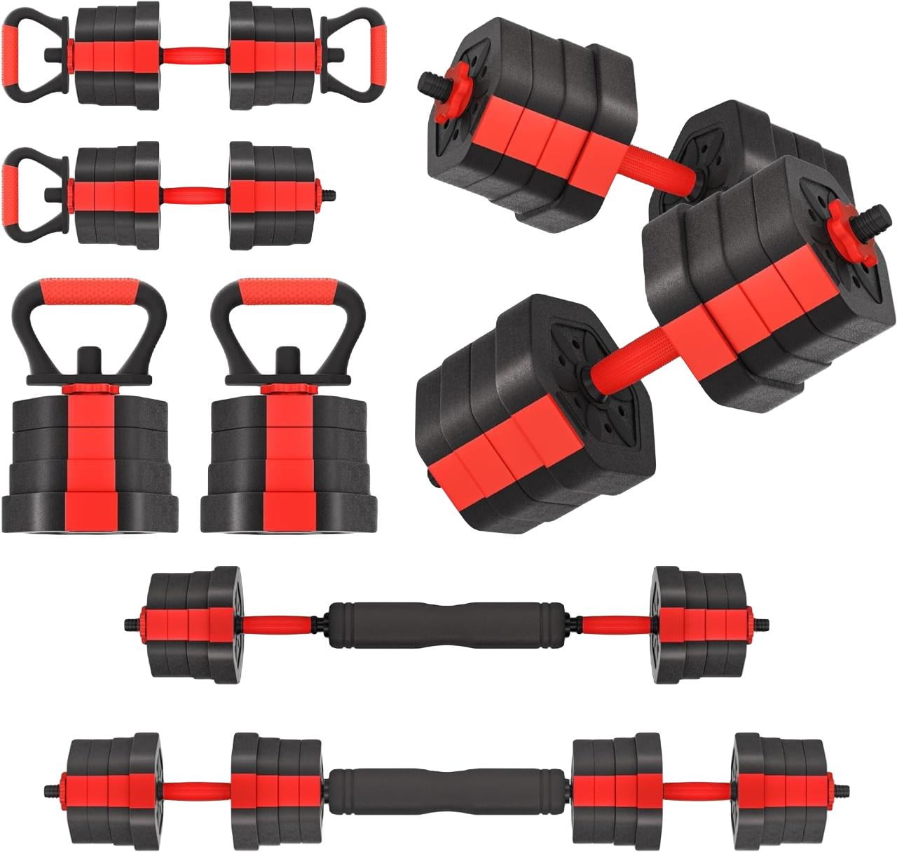 Adjustable VIVITORY Dumbbell Set, Hexagon Cement Weights, Non-Rolling ...