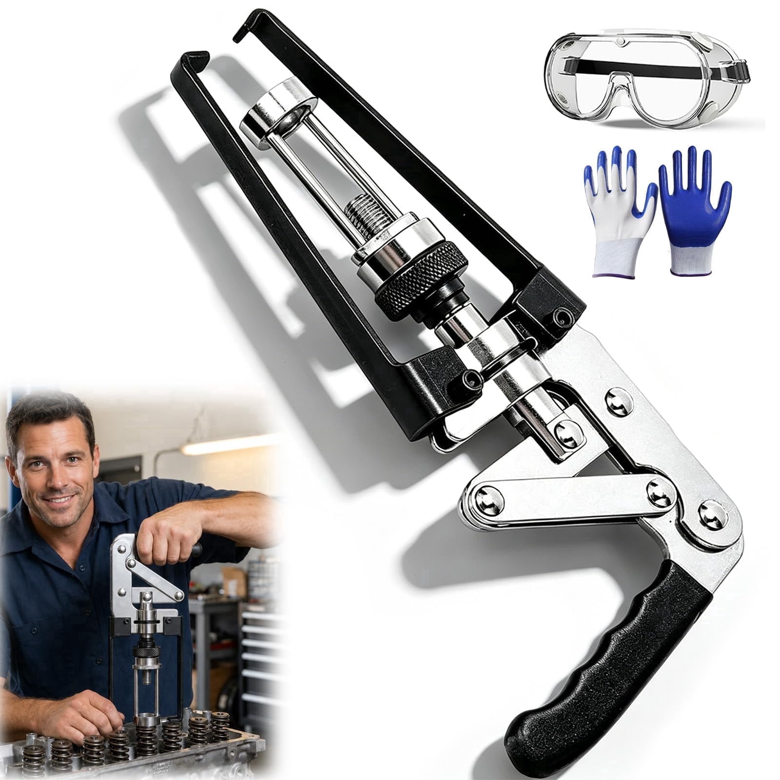 Adjustable Valve Spring Compressor Pliers, Carbon Steel Overhead Valve ...