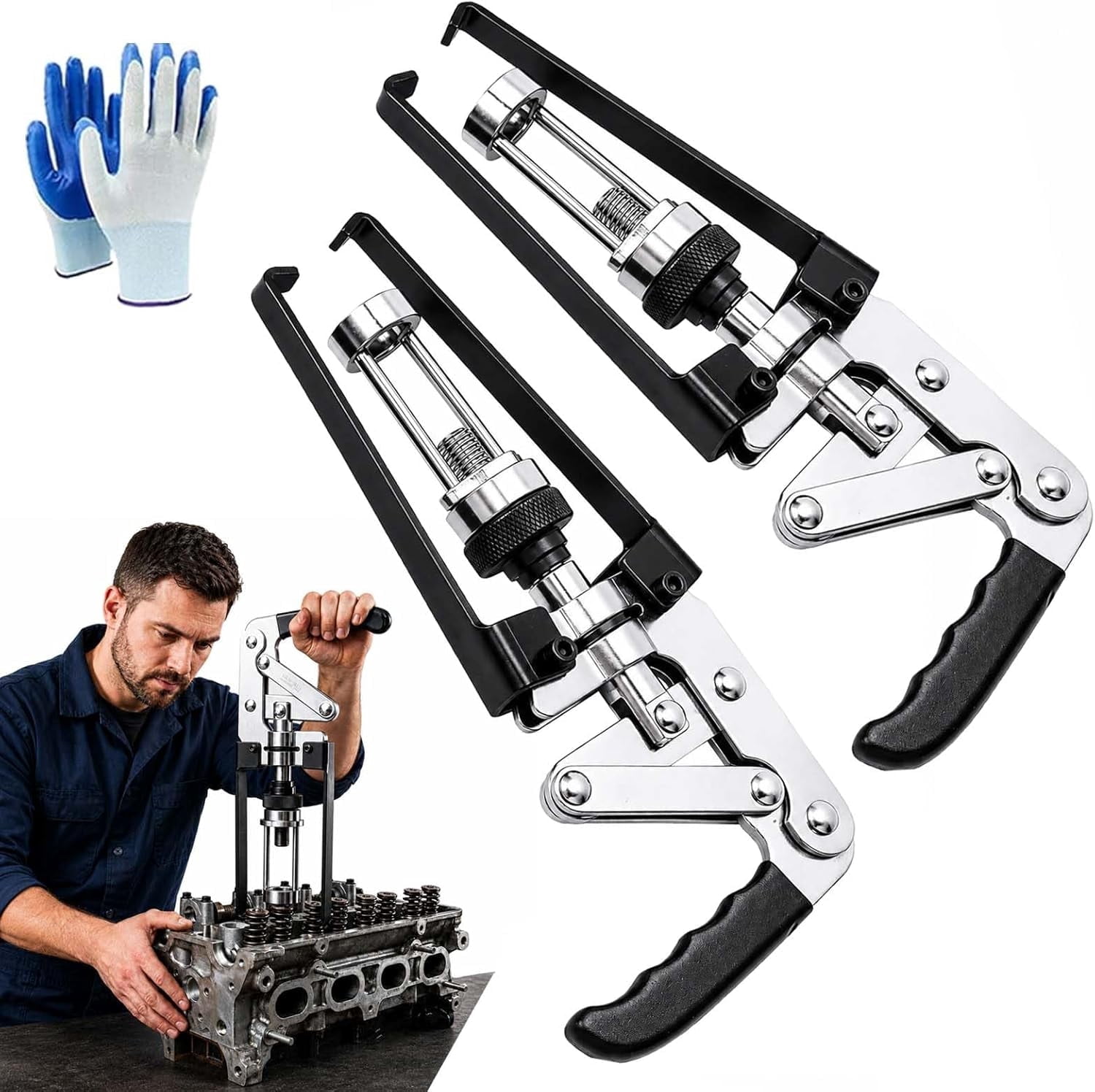 Adjustable Valve Spring Compressor Pliers, Carbon Steel Press Type Hand ...