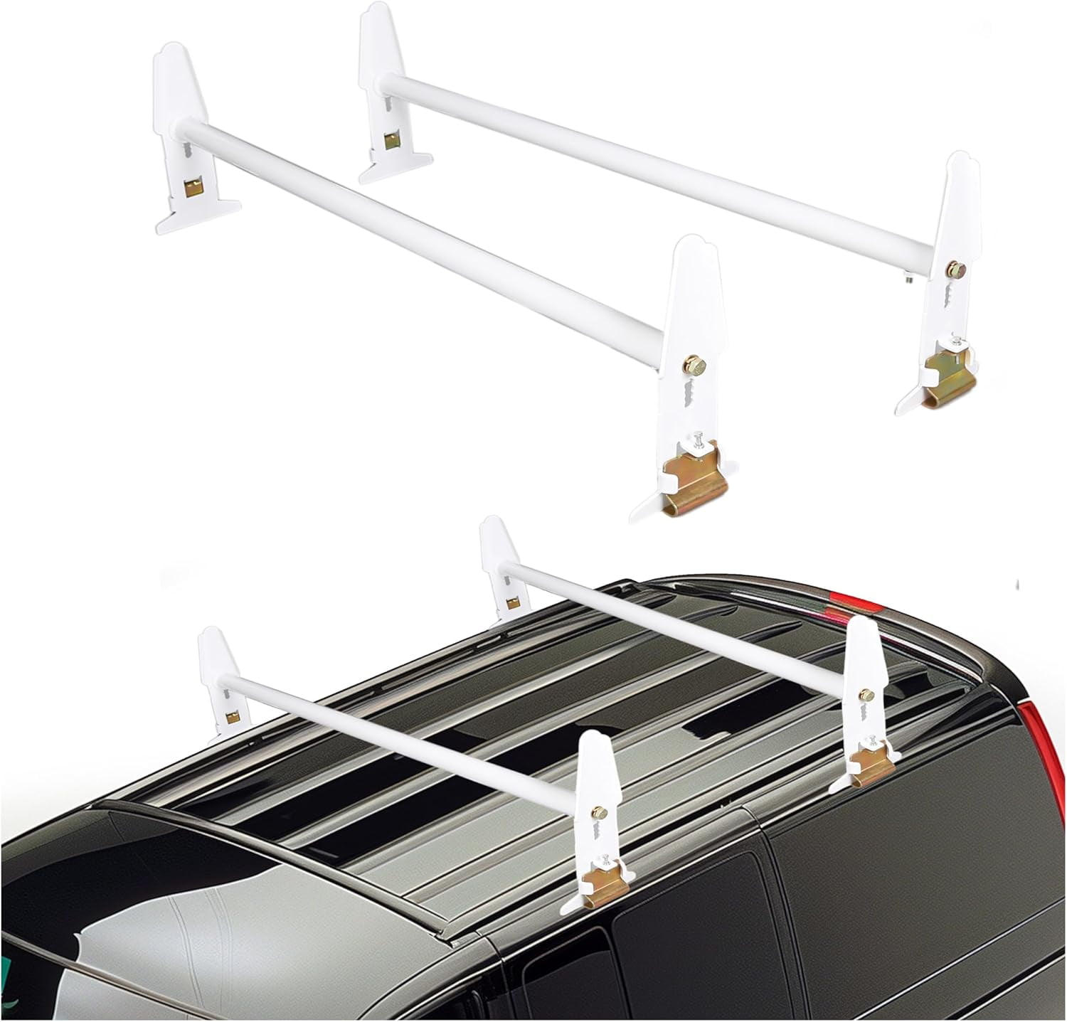 Adjustable Van Roof Ladder Rack Carrier with 2 Cross Bars Compatible ...