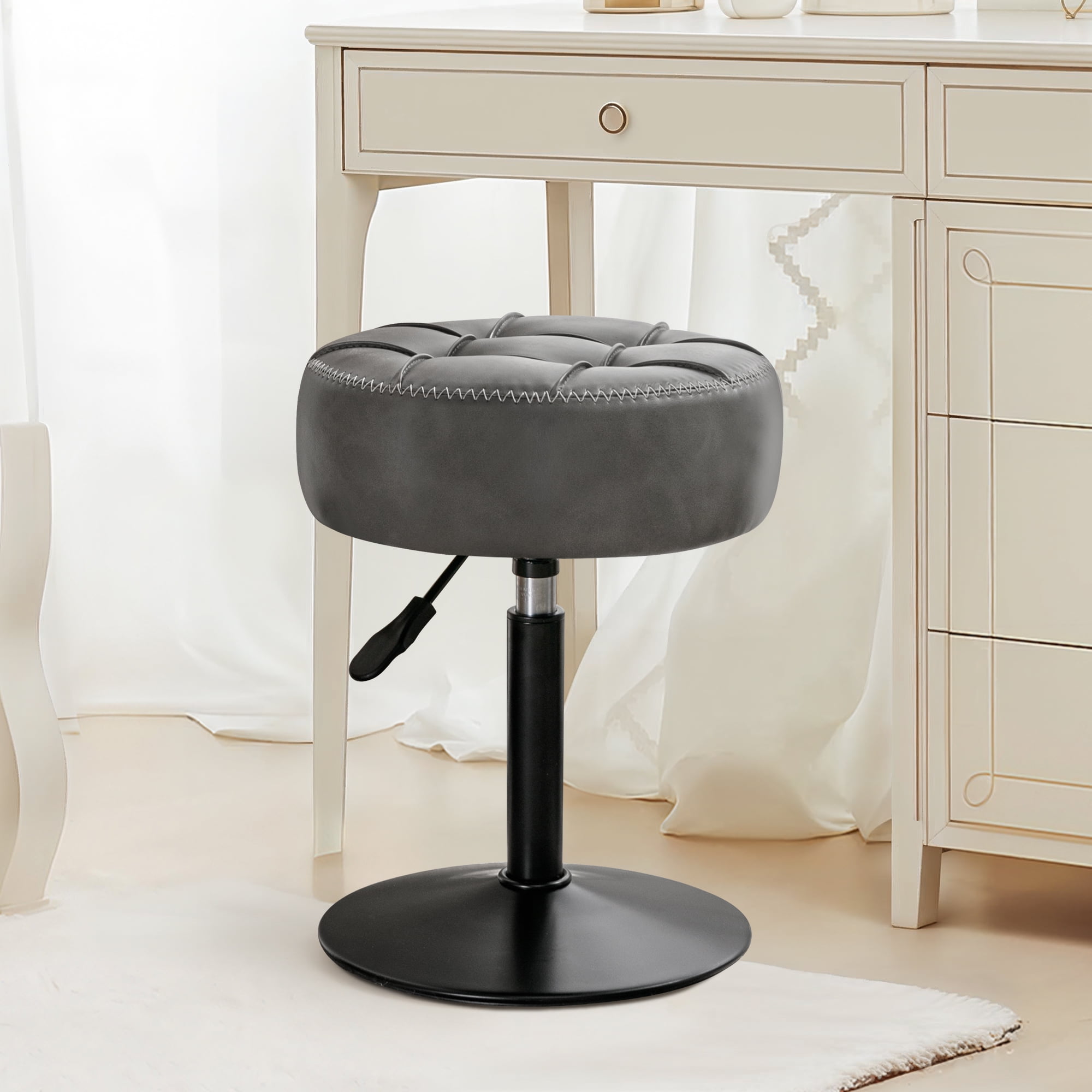 Dycanpo Vanity Stool Adjustable Swivel Vanity Chair with Faux Leather ...