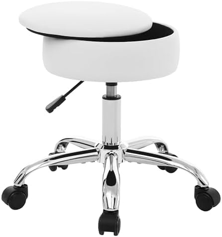 Adjustable Vanity Stool with Storage Rolling Vanity Chair with Wheels ...