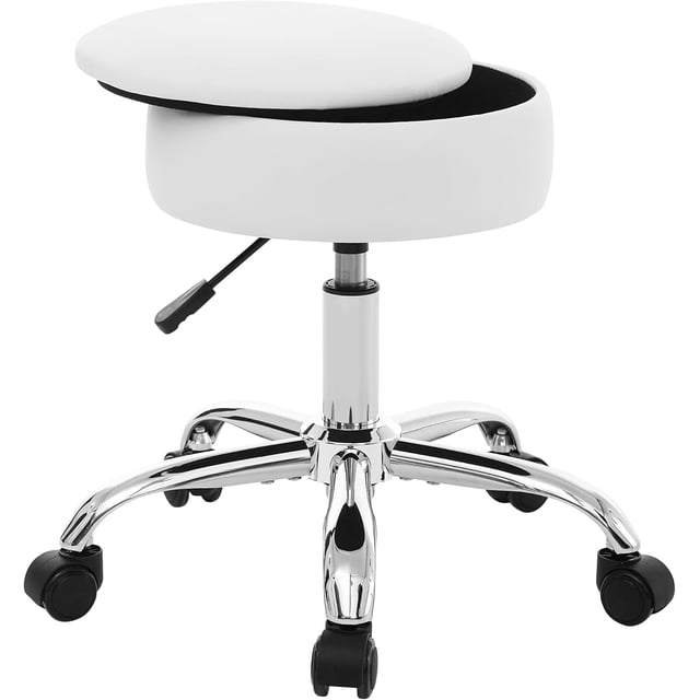 Adjustable Vanity Stool with Storage Rolling Vanity Chair with Wheels ...